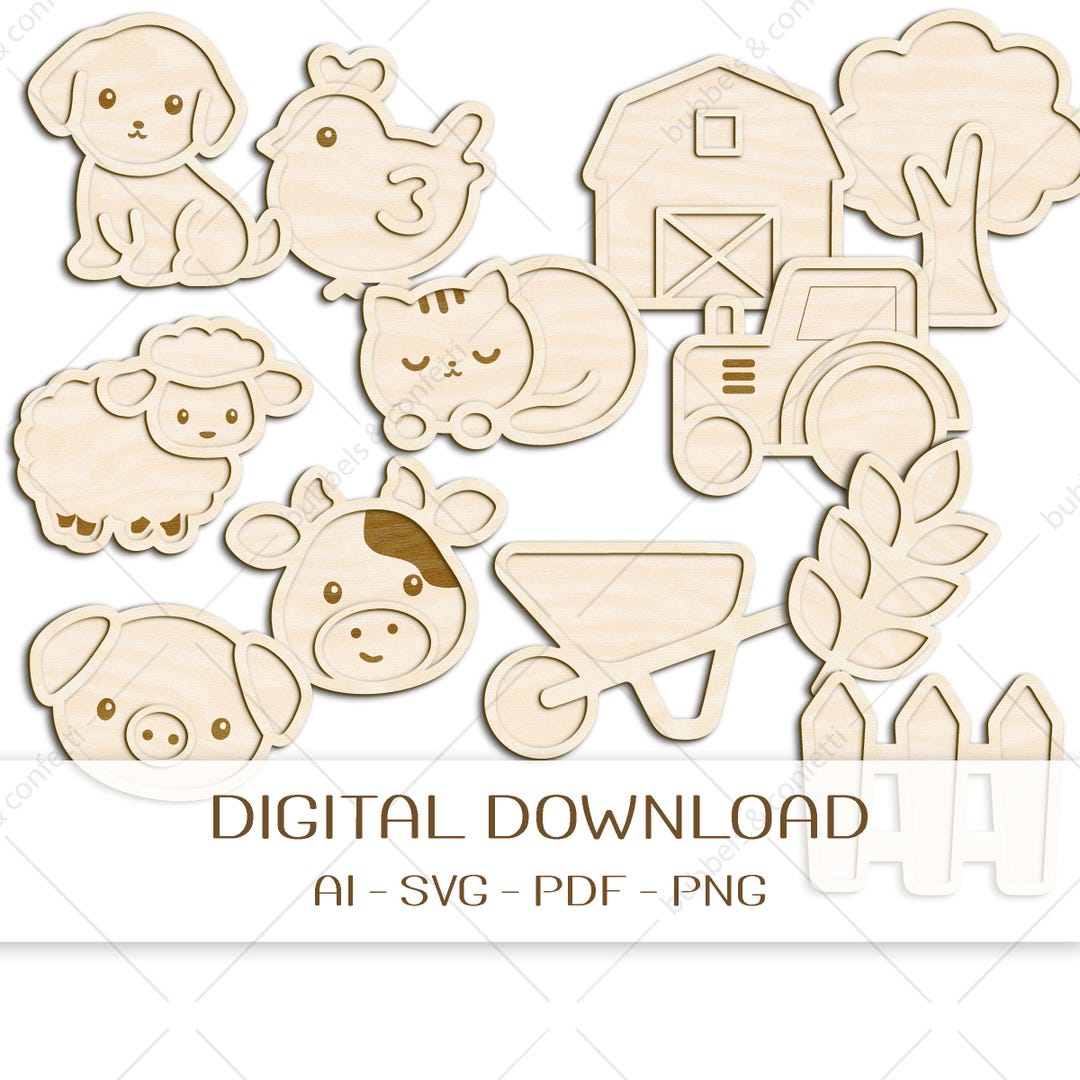 Farm Animal Play Tray SVG Laser Cut File: Montessori Toddler Activity ...