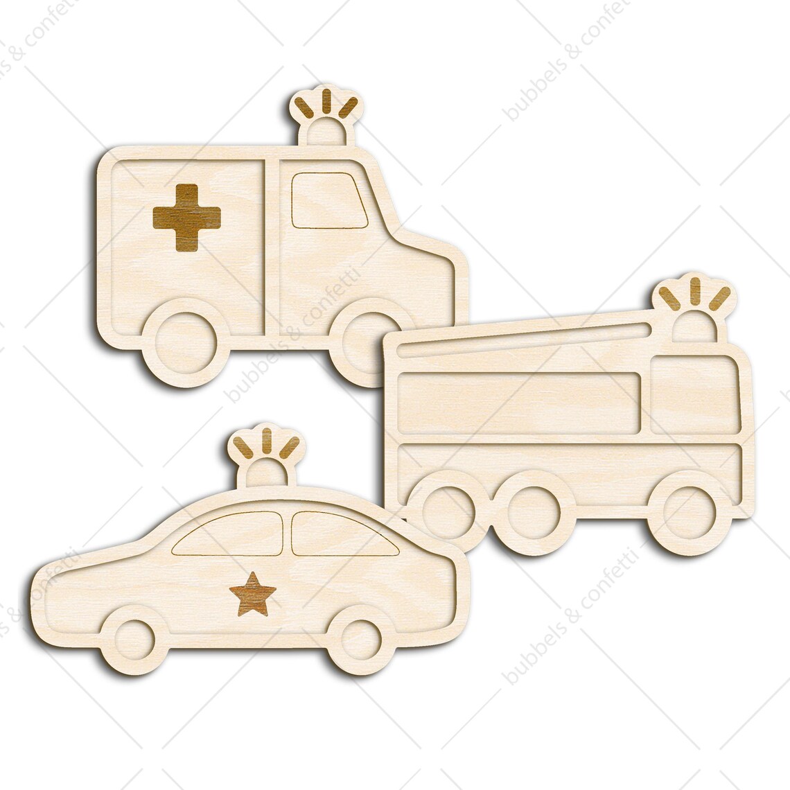 Laser Cut File Mini Play Trays POLICE, AMBULANCE & FIRE Brigade ...