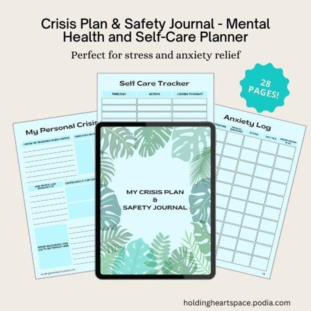 My Crisis Plan and Safety Journal-mental Health Tracker, Self-care ...