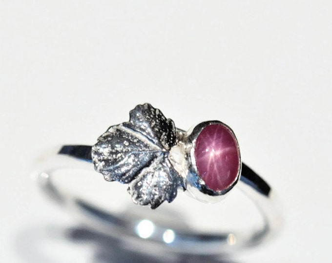 Silver Strawberry Ring With Star Ruby Sterling Silver Ring - Etsy