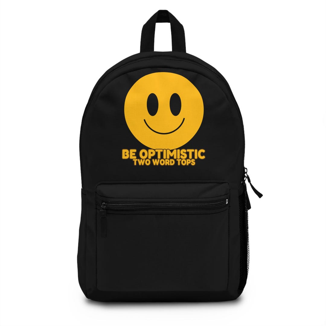 Be Optimistic Smiley Face Backpack, Fun School Bag, Trendy Travel ...