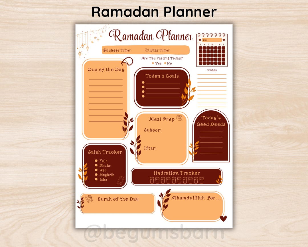 Ramadan Daily Planner Printable, 2025 Ramadan Tracker, Islamic Digital ...