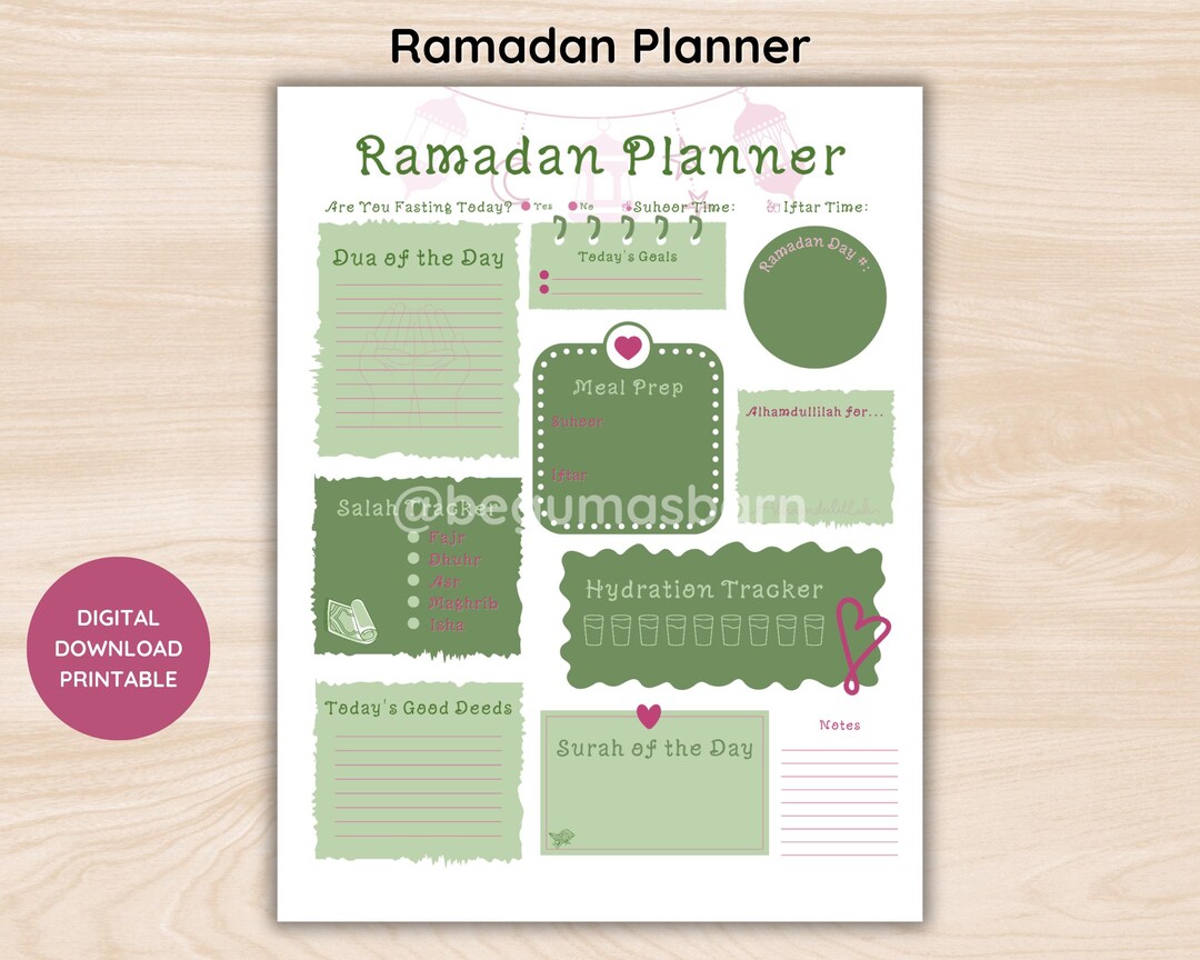 Ramadan Daily Planner Printable, 2025 Ramadan Tracker, Islamic Digital ...
