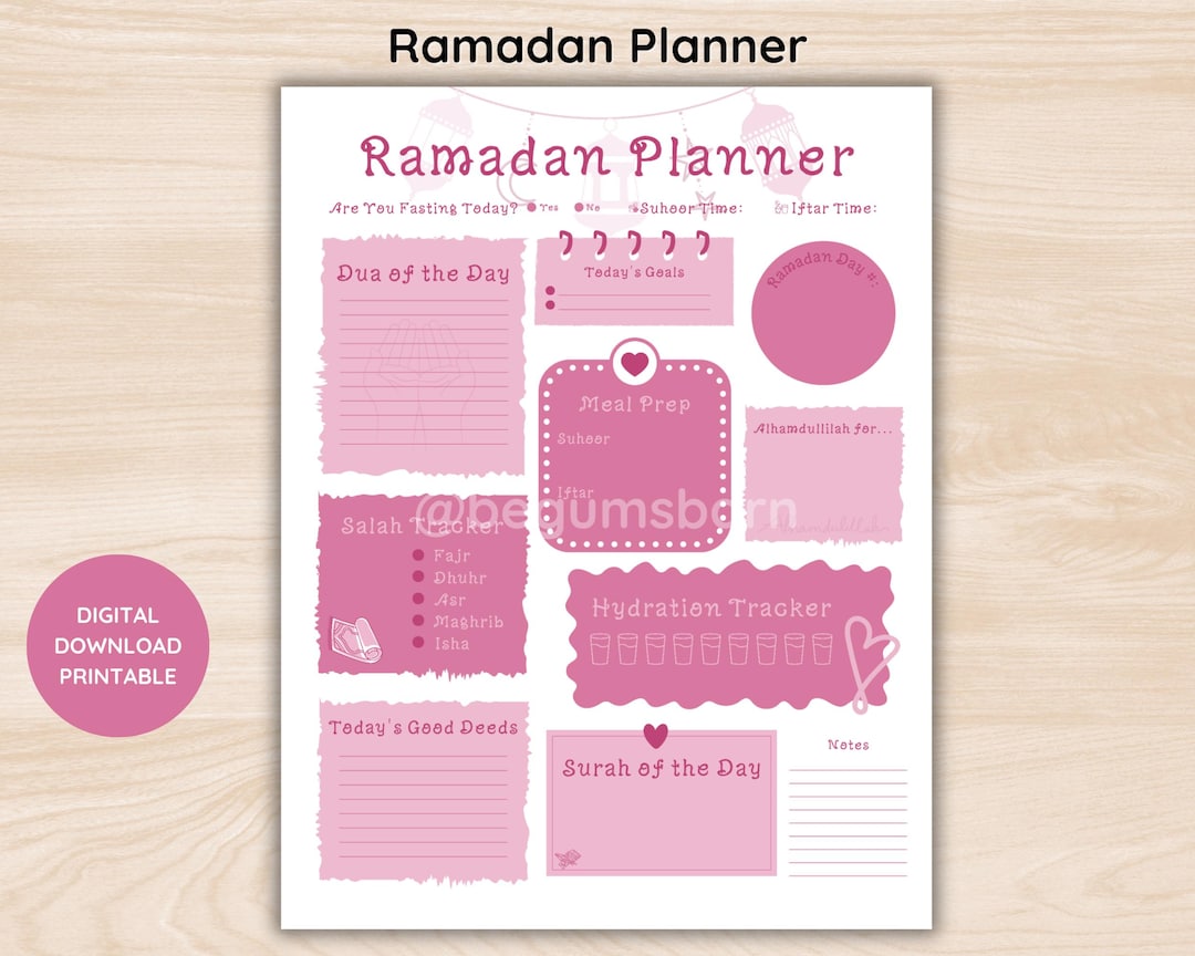 Ramadan Daily Planner Printable, 2025 Ramadan Tracker, Islamic Digital ...