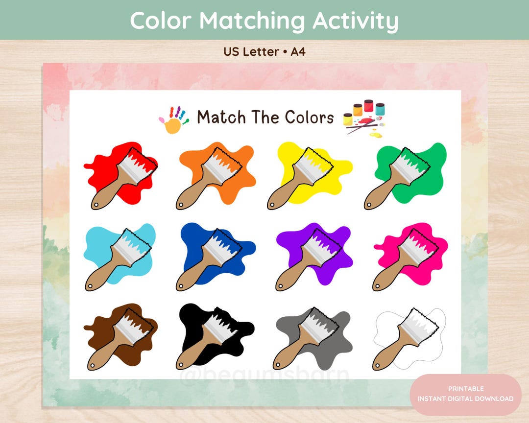 Color Matching Activity, Toddler Printable, Busy Book Page, Toddler ...