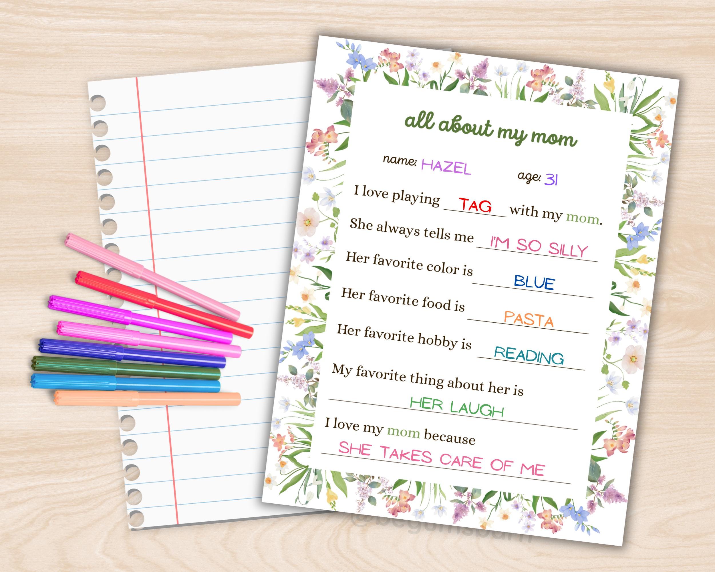 All About Mom Printable, Mothers Day Printable, Mothers Day Activity ...
