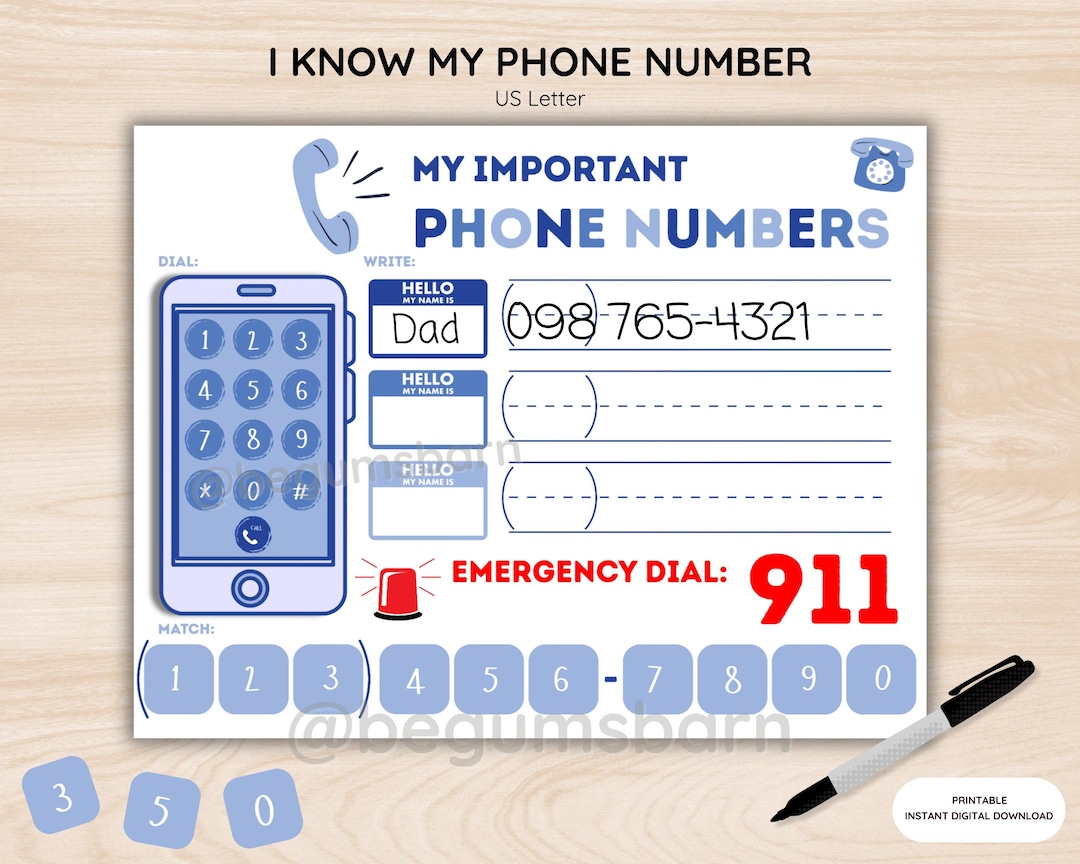 I Know My Phone Number Printable, Phone Number Worksheet, Preschool ...