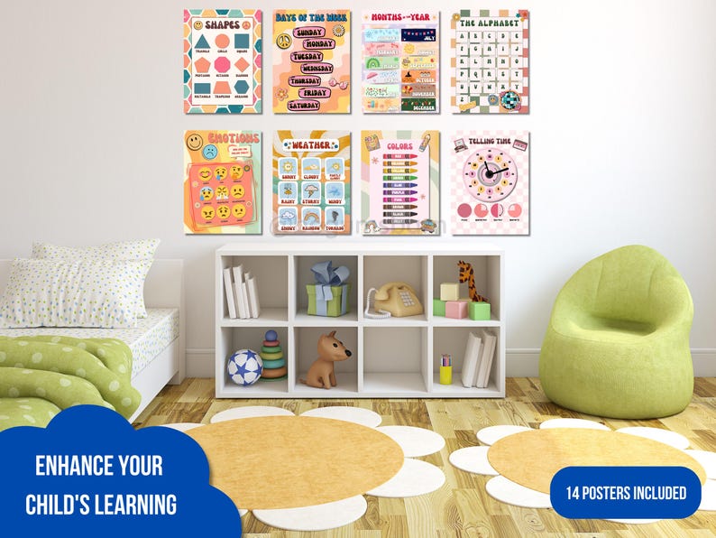 14 Printable Retro Educational Preschool Posters, Preschool Classroom ...