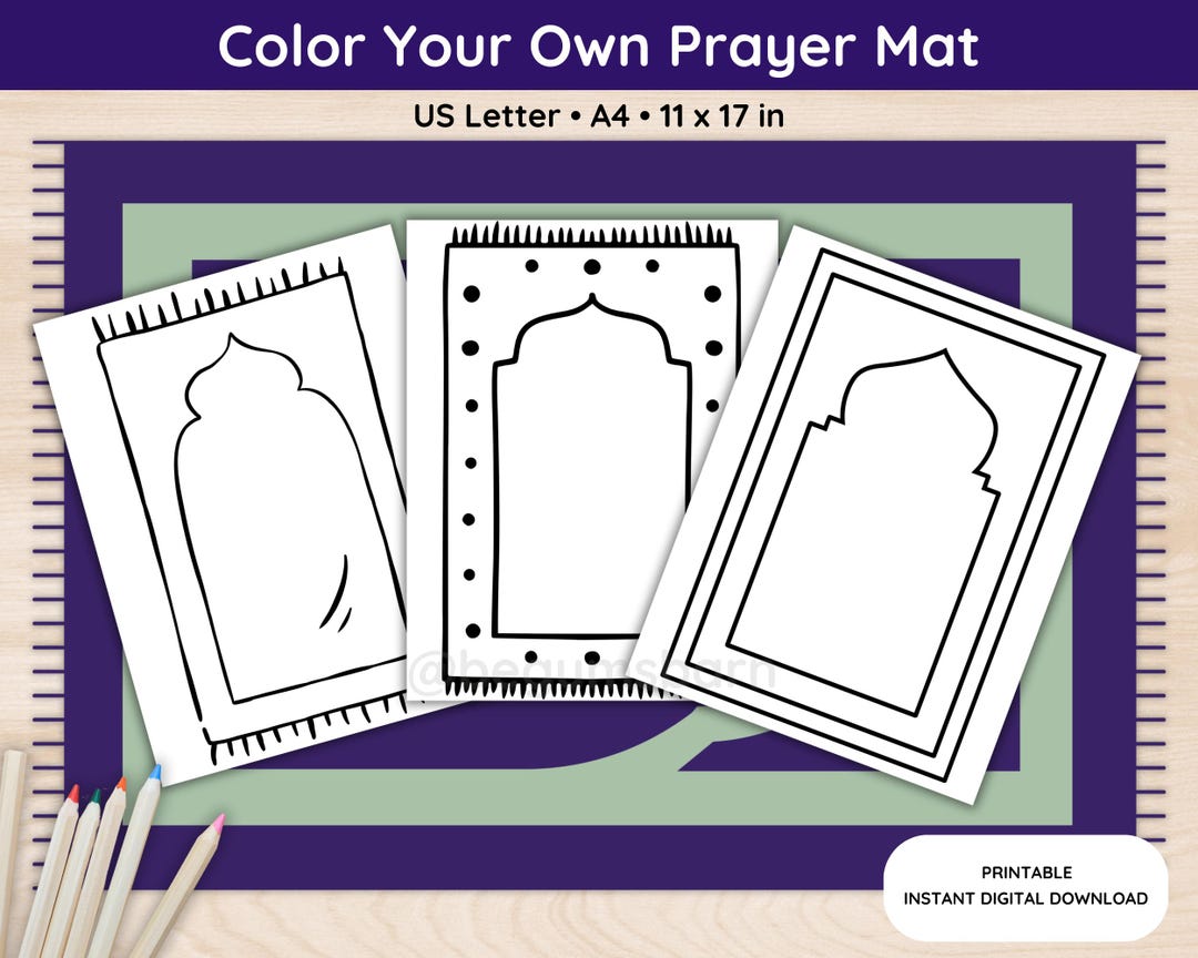 Color Your Own Prayer Mat Printable, Islamic Kids Activity, Ramadan ...