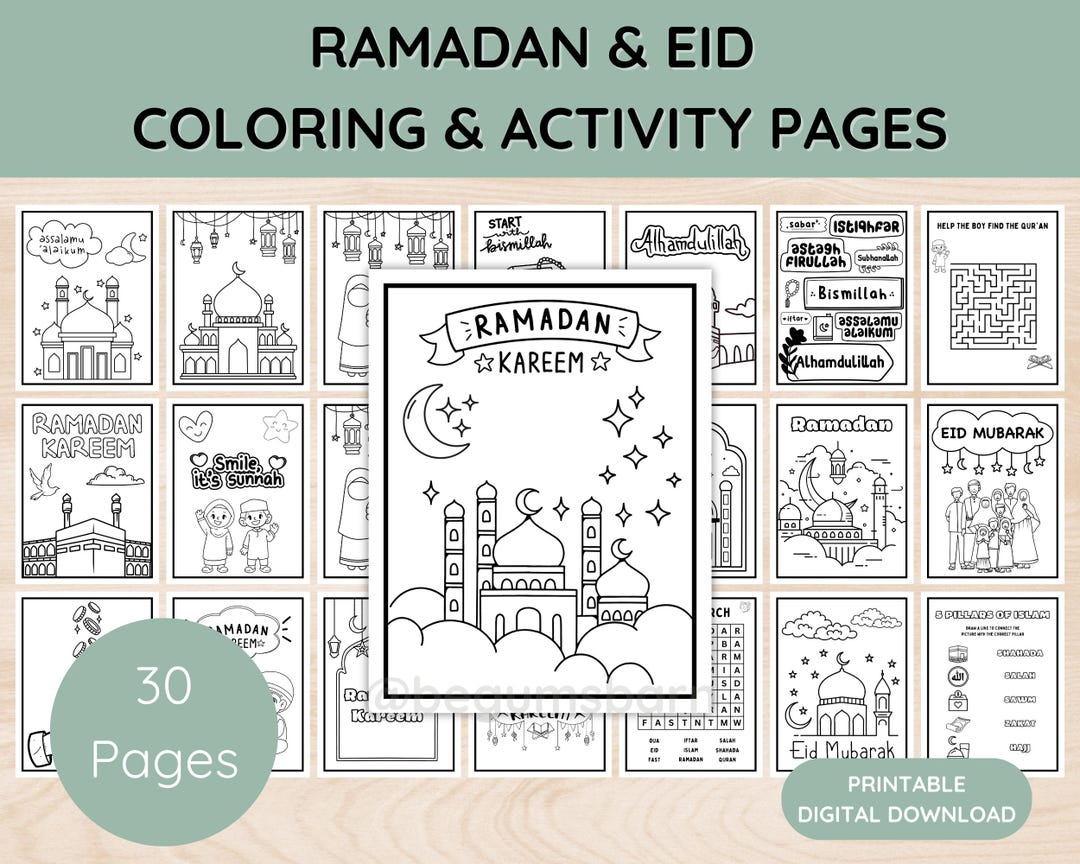 Ramadan & Eid Activity Book: Coloring Pages, Mazes (digital Download ...