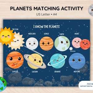 Planets Matching Activity Printable, Solar System Activity, Early ...
