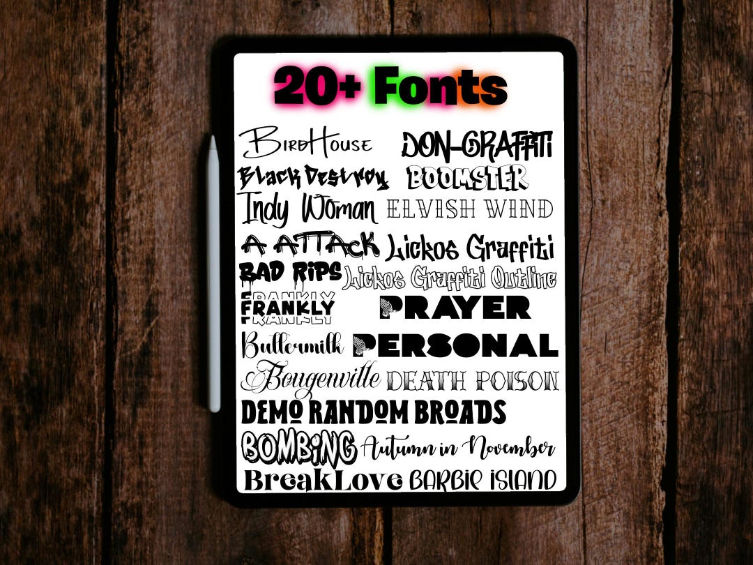 20+ Graffiti & Cursive Procreate Fonts: Urban Font Collection - Etsy