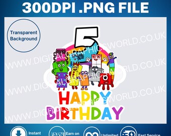 Number Blocks, 8 Numberblocks, 8th Birthday PNG, Digital Design for ...