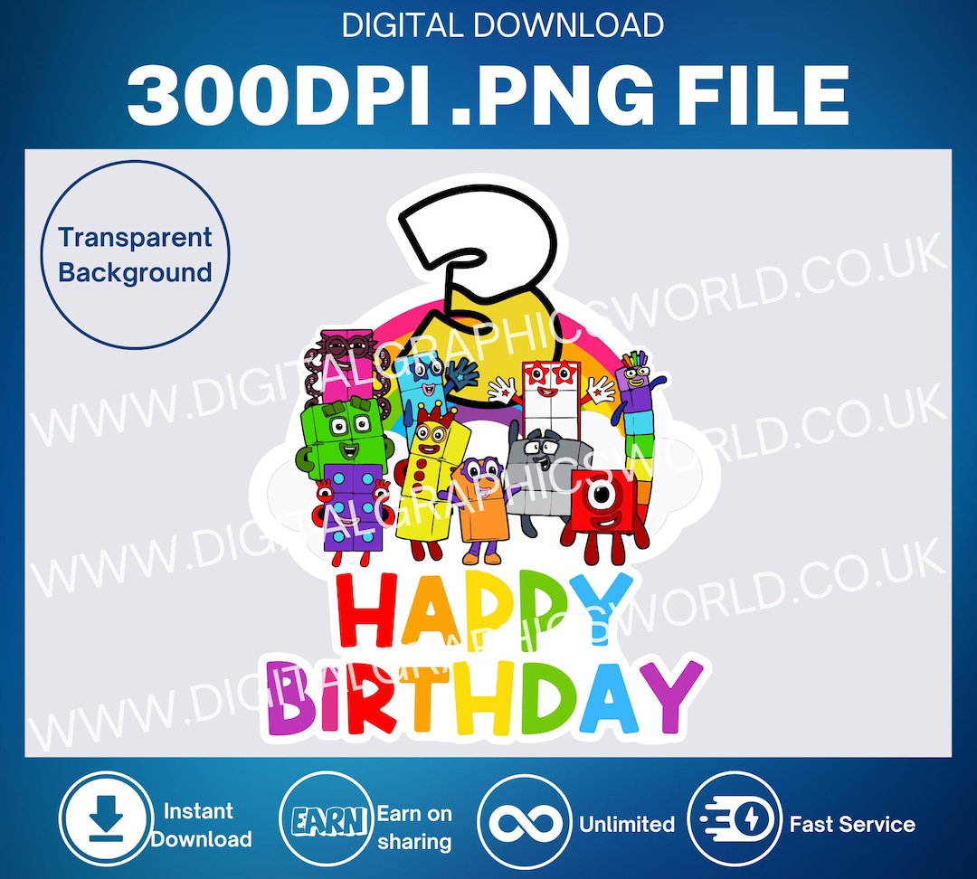 Number Blocks, 3 Numberblocks Third Birthday PNG, Digital Design for ...