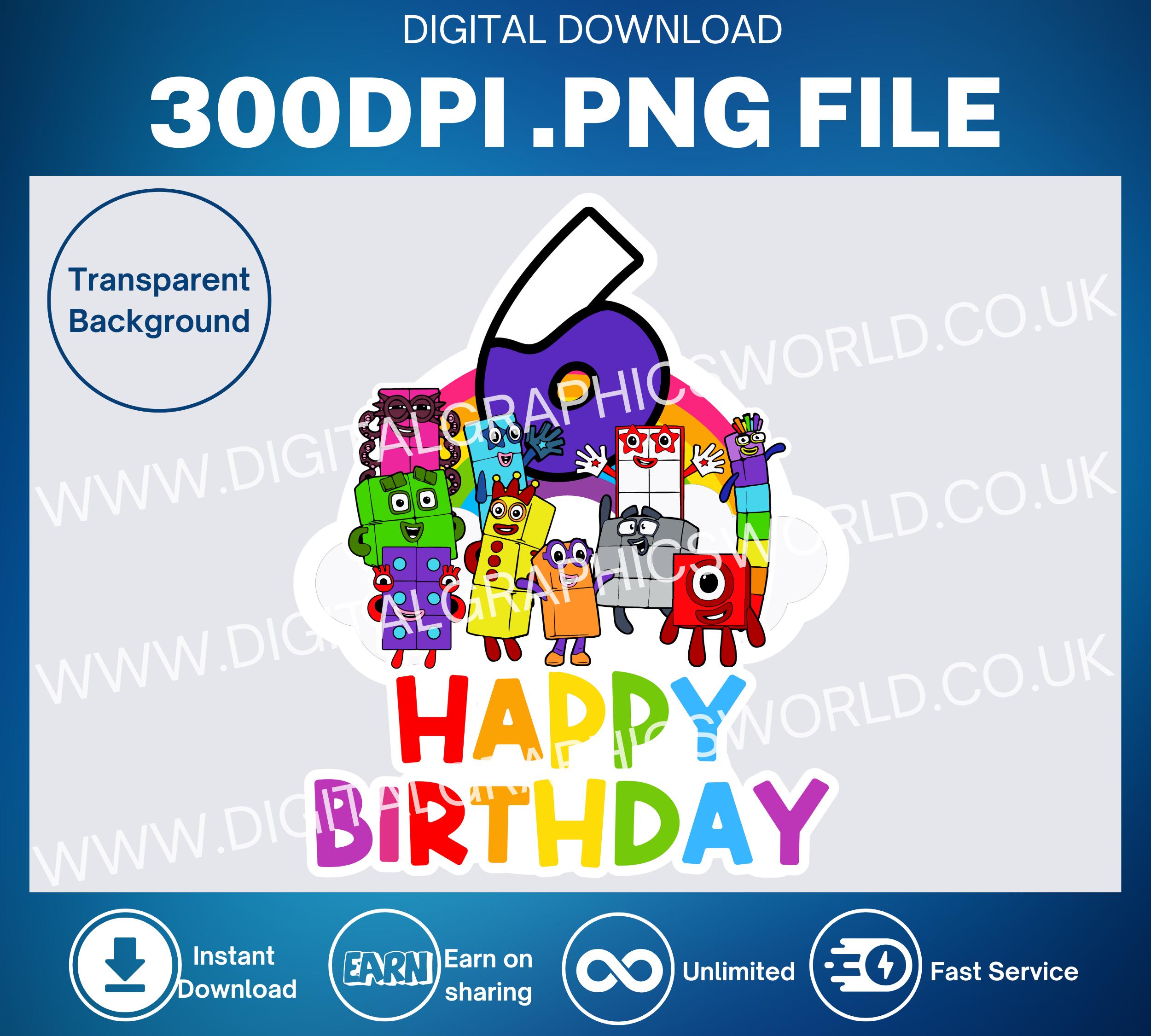 Number Blocks, 6 Numberblocks, 6th Sixth Birthday PNG, Digital Design ...