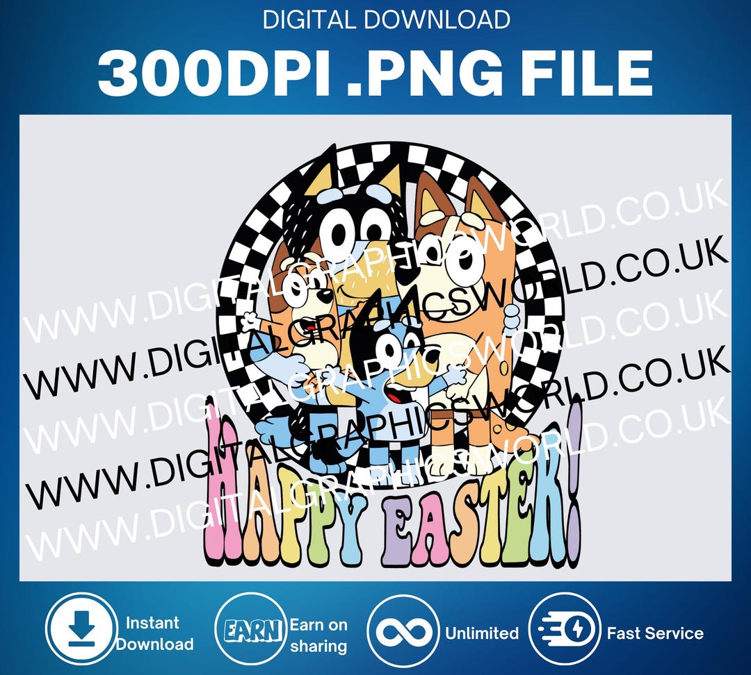 Blue Heeler Easter PNG, Happy Easter Png, Blue Cartoon Dog, Digital ...