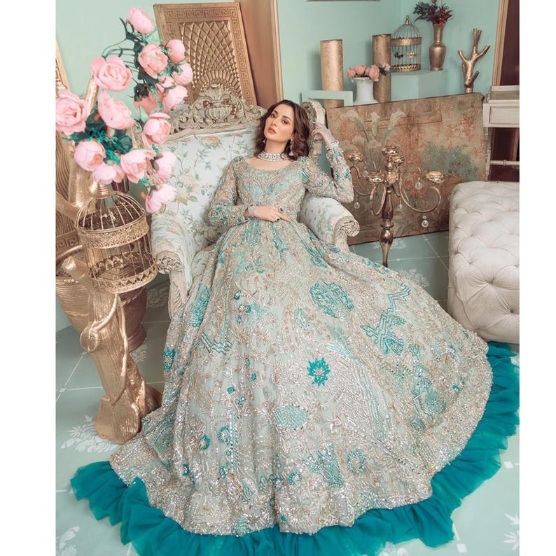 Pakistani Wedding Long Frock Gown/maxi Dress, Engagement Nikkah Mehndi ...