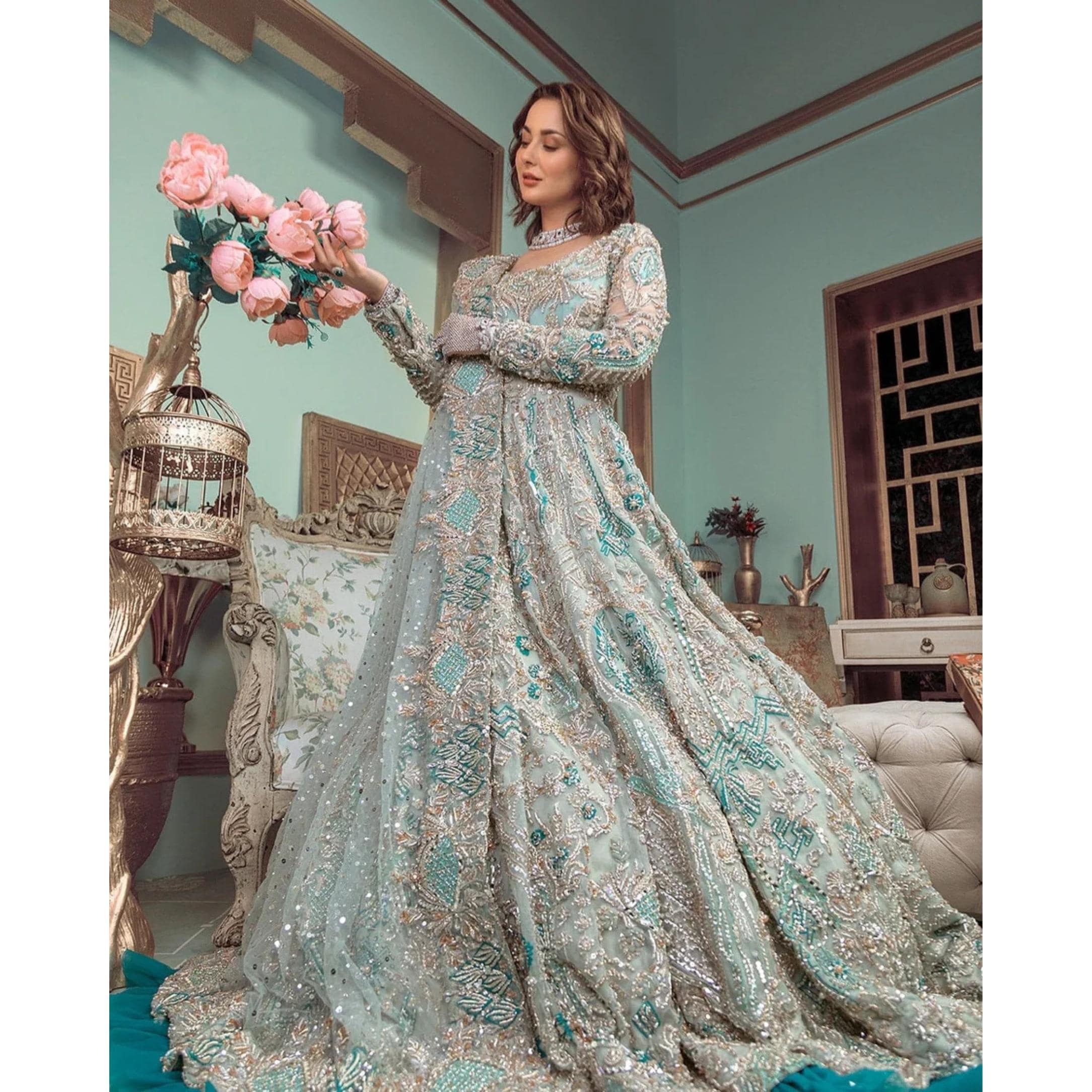 Pakistani Wedding Long Frock Gown/maxi Dress, Engagement Nikkah Mehndi ...