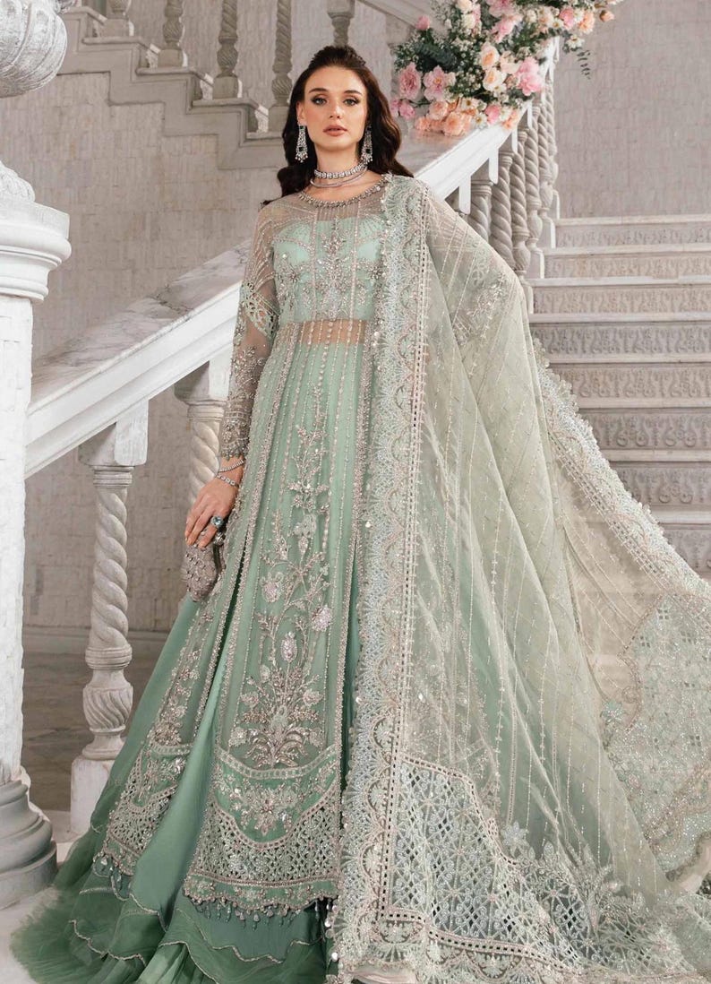 Pakistani Wedding Peshwas Gown/maxi Dress, Designer Nikkah Mehndi ...