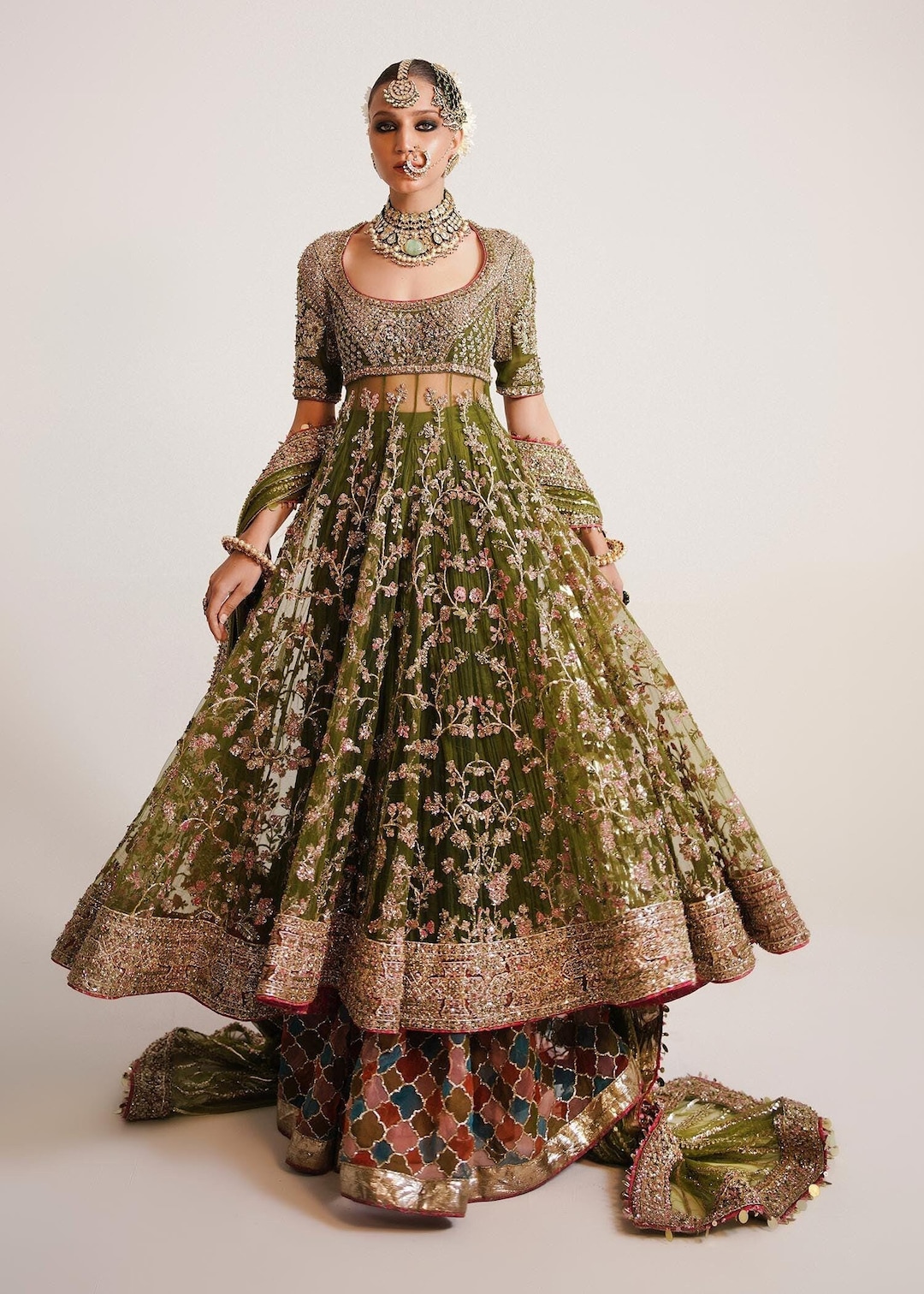 Handmade Mehndi Pakistani Sharara Suits | Indian Gharara Dresses ...