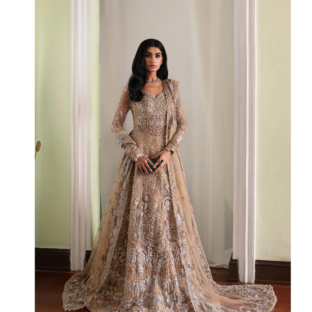 Customized Pakistani Nikkah Wedding Wear Maxi Gown Dress, Indian Bridal ...