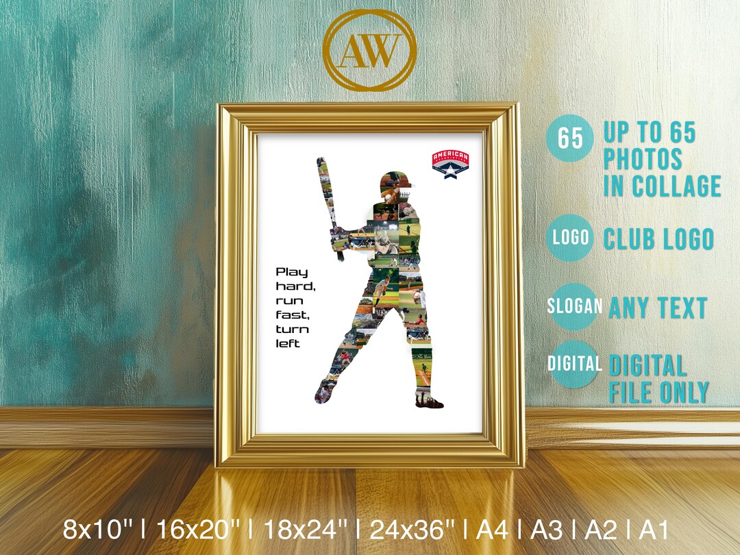 Personalized Baseball Photo Collage – Custom Baseball Poster With ...