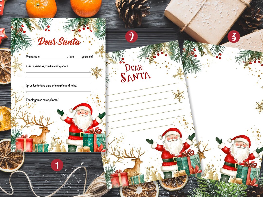 Santa Letter Template: Christmas Wish List Printable (PDF) - Etsy
