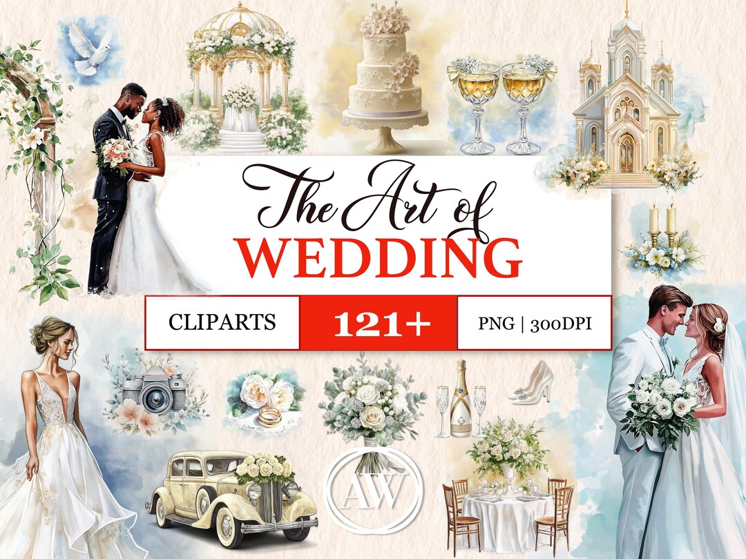 Watercolor Wedding Clipart | Floral Wedding PNG | Wedding Invite, Save ...