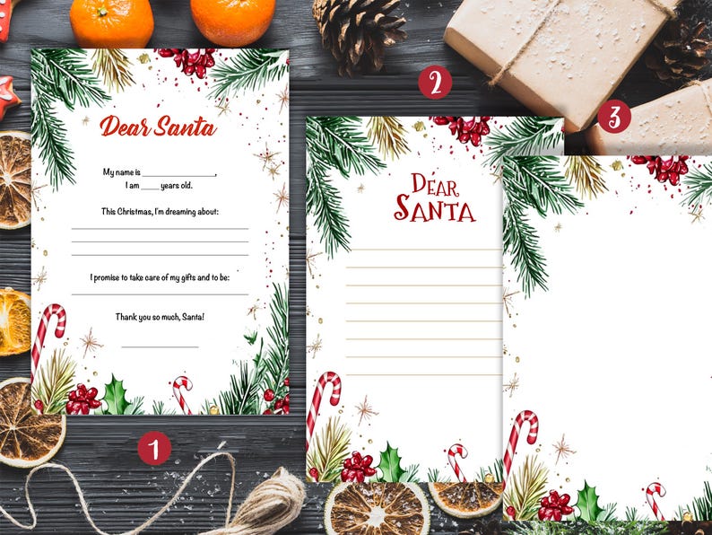 Santa Letter Template: Christmas Wish List Printable (PDF) - Etsy