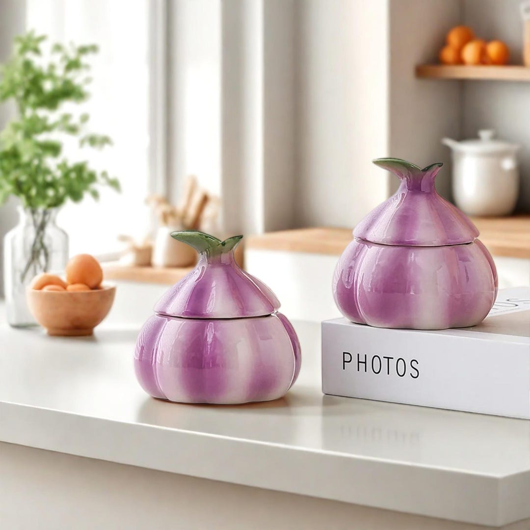 Ceramic Onion Storage Jar With Lid – Versatile Container for Jewelry ...