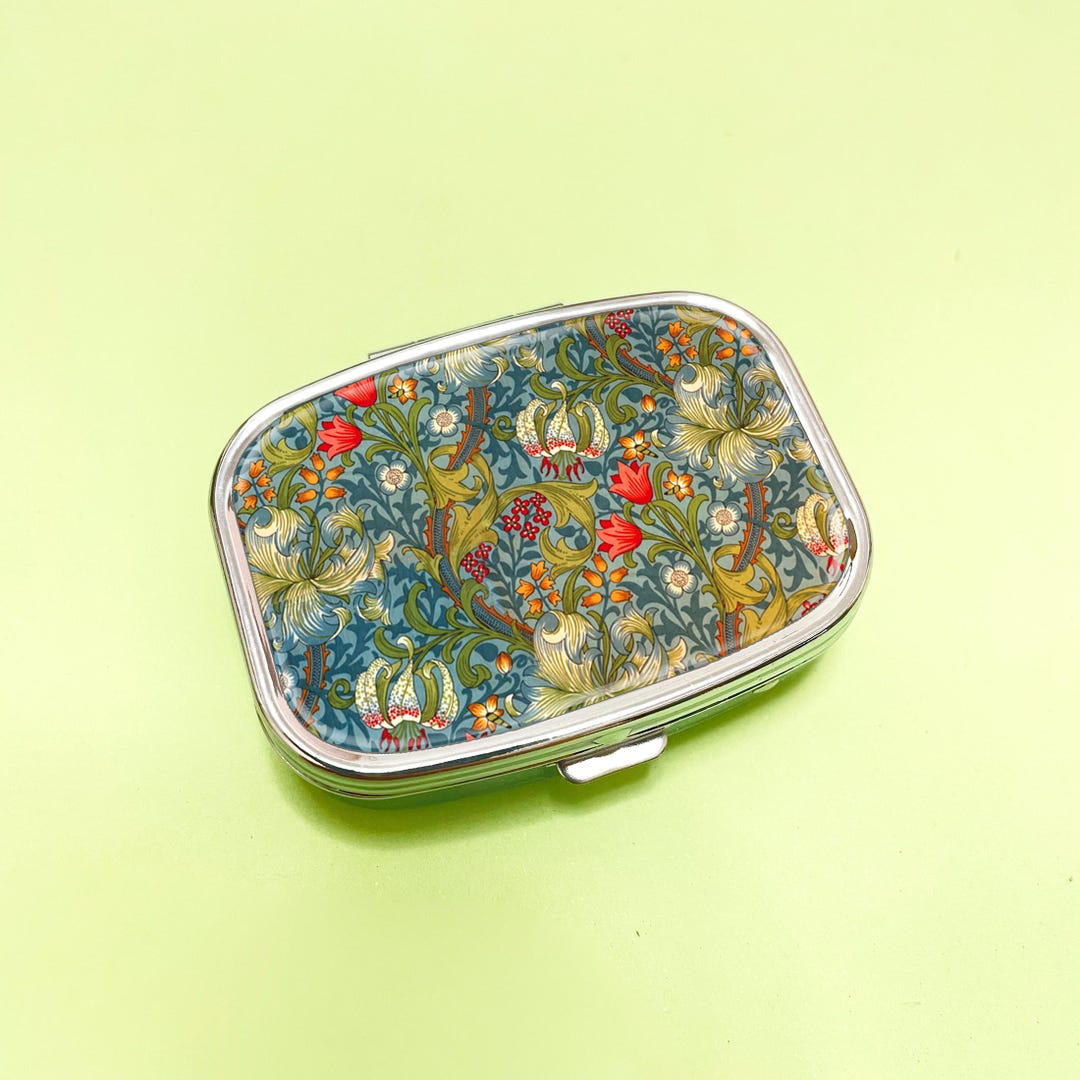 William Morris Flower Floral Vintage Small Pretty Pill Case, Metal ...