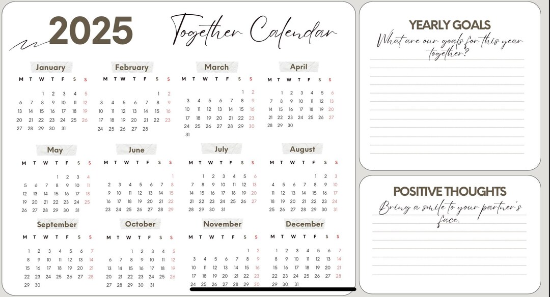 Couple Calendar - Together Calendar - Etsy