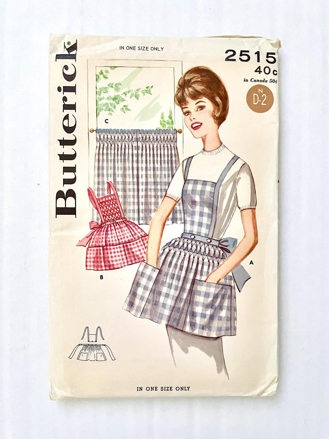 50's Uncut Butterick 2515, Aprons, Curtains (one Size) - Etsy