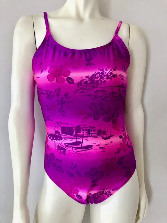 Vintage 80s Purple Pink One Piece Swimsuit By Isl… Gem