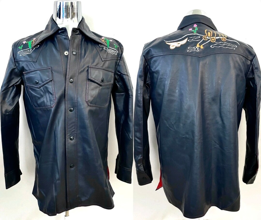 70's Deadstock, Navy Blue, Vinyl Jacket, Snap Button by Vanderbilt M or ...