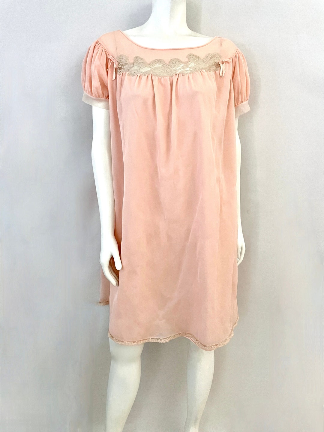60's Aristocraft Peach Nightgown Nighty (L) - Etsy