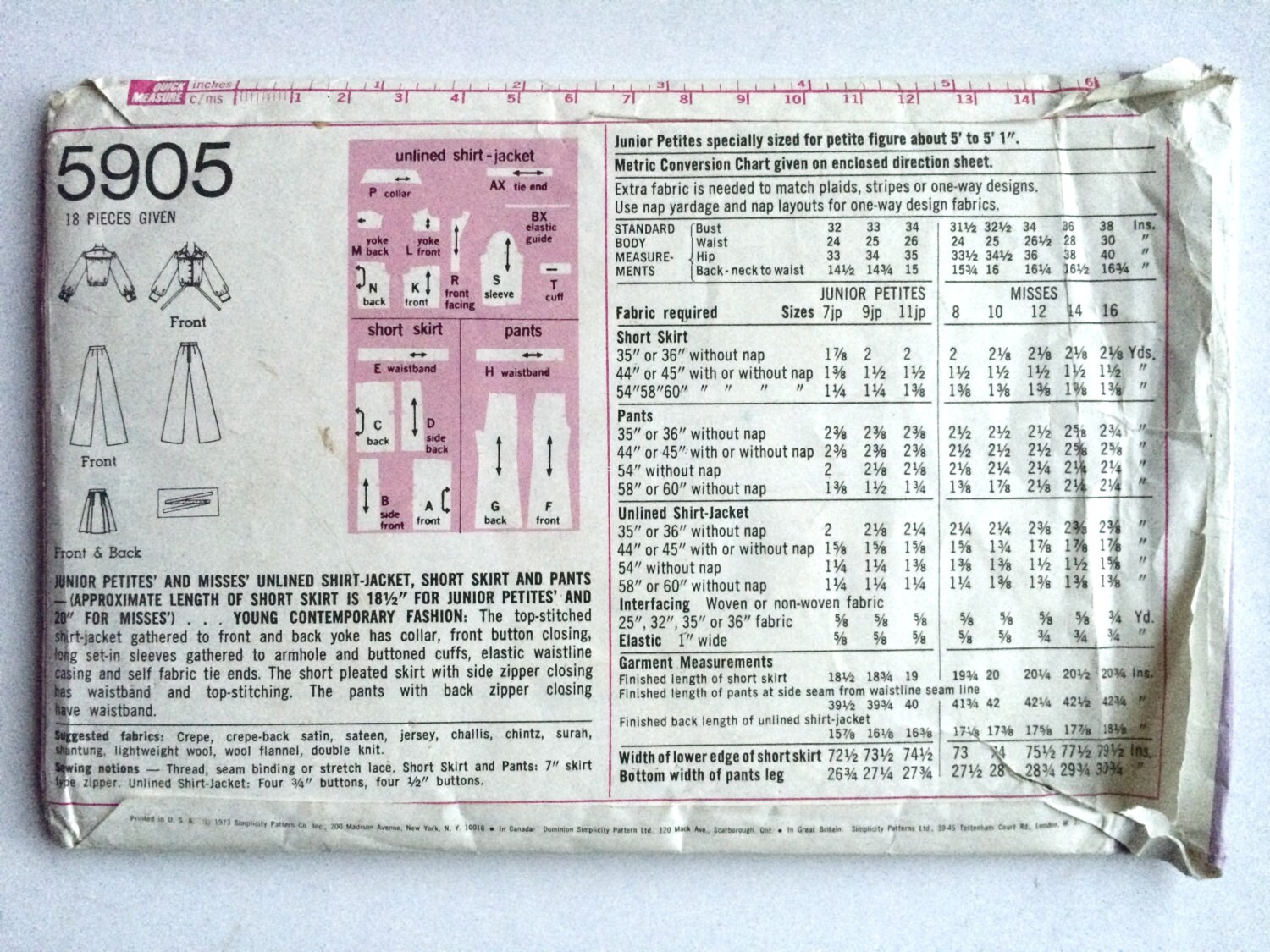 70's Partially Uncut Simplicity 5905 Shirt-jacket Short - Etsy Denmark