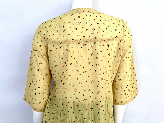 Vintage 70's Yellow, Floral, Half Sleeve, Top (XS) - Gem
