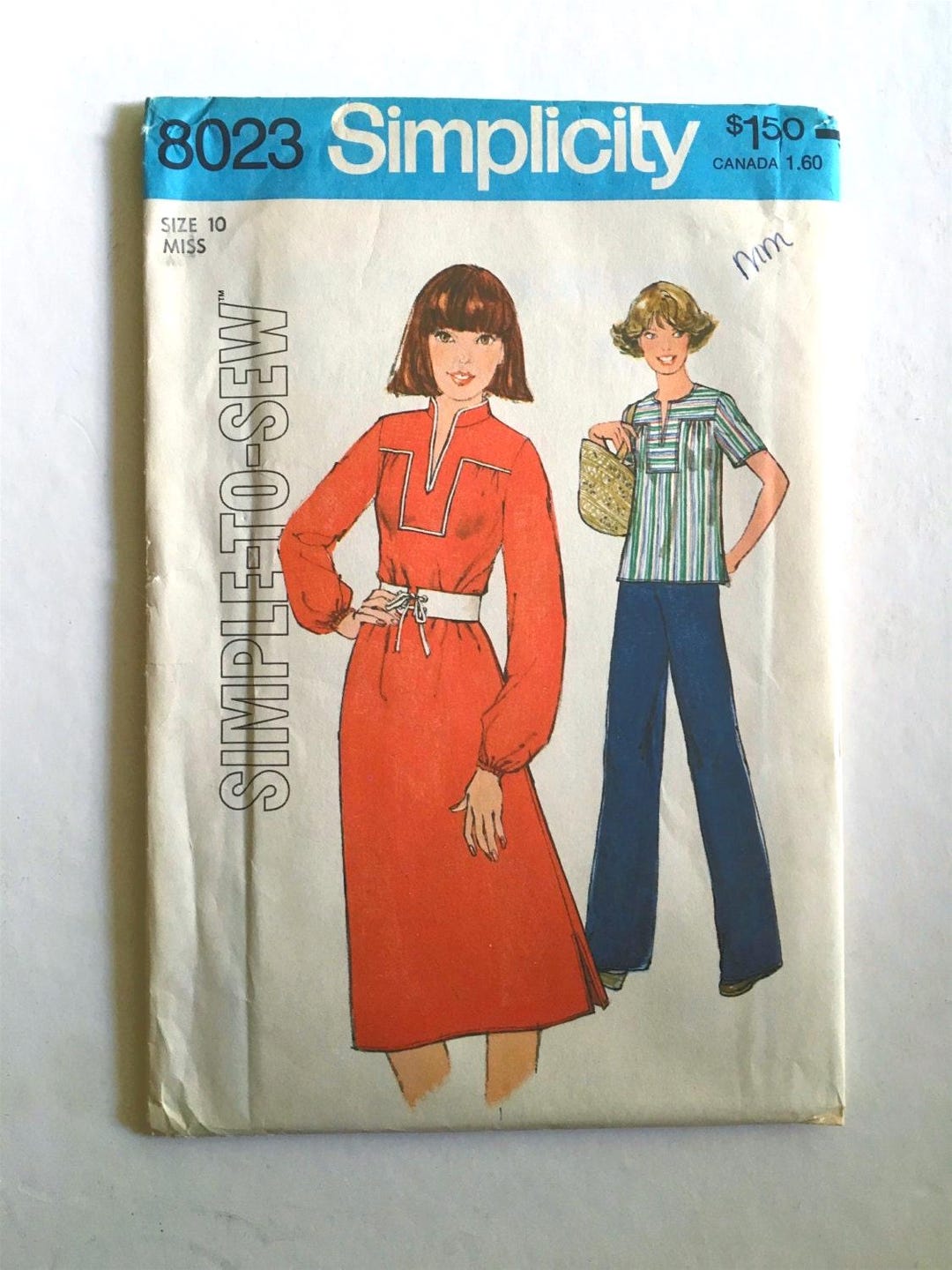 70's Uncut Simplicity 8023, Pullover Dress, Top (S) - Etsy