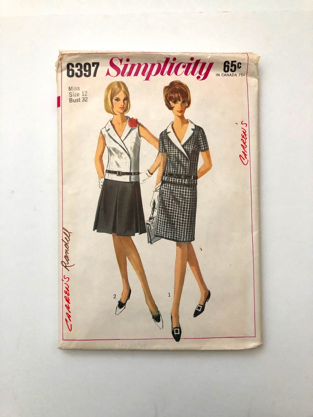 60's Partially Uncut, Simplicity 6397, Mod, Two-piece Dress, Two Skirts ...