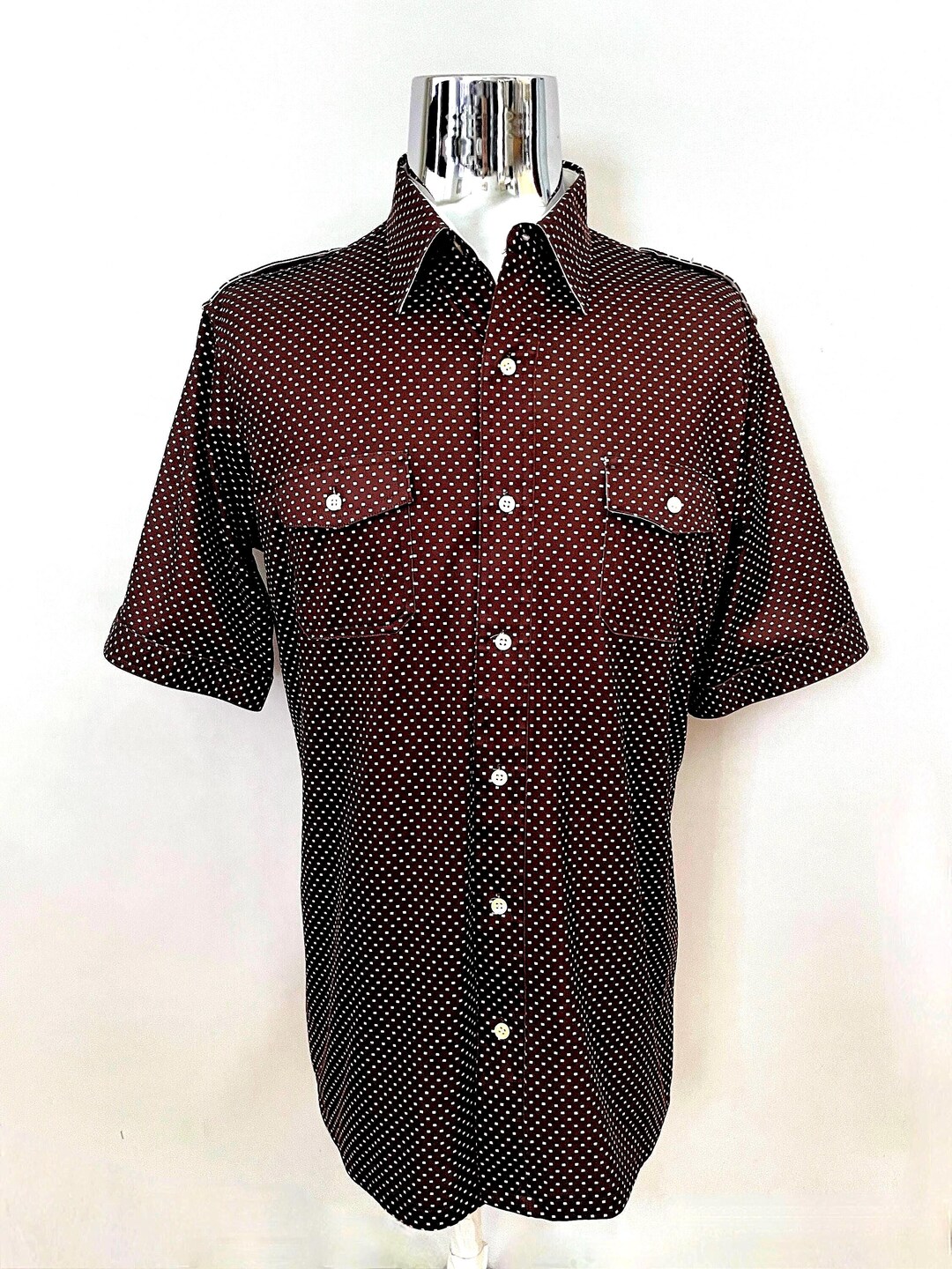 70's Brown Polka Dot Disco Shirt by Diamonds (XL) - Etsy