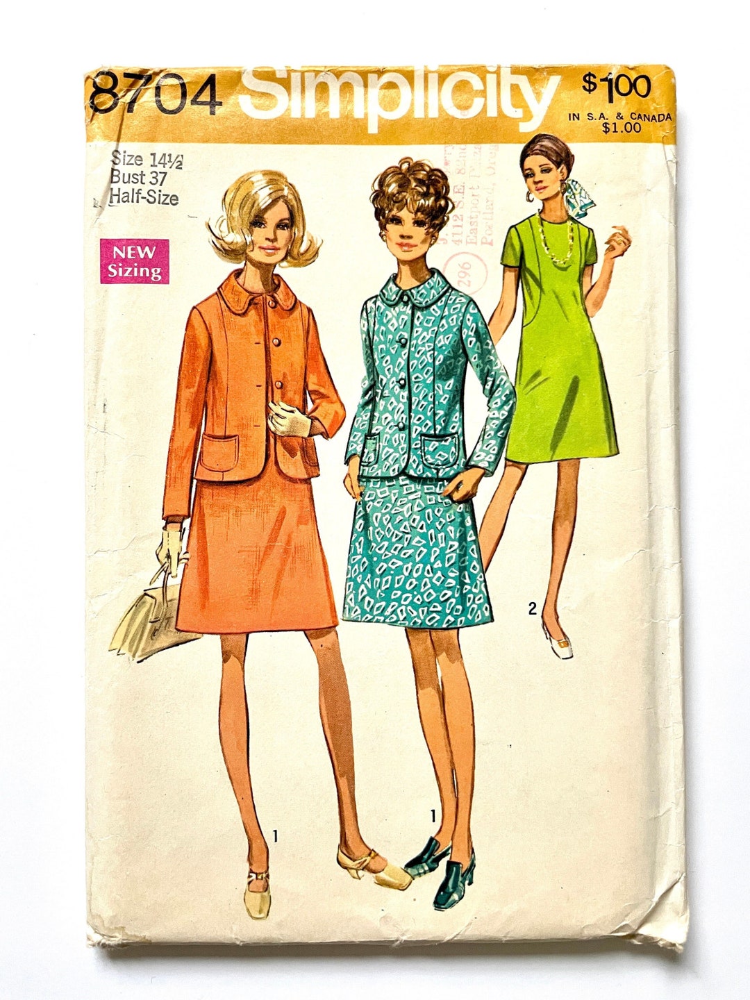 70's Uncut, Simplicity 8704, Mod, Dress, Jacket (L) - Etsy