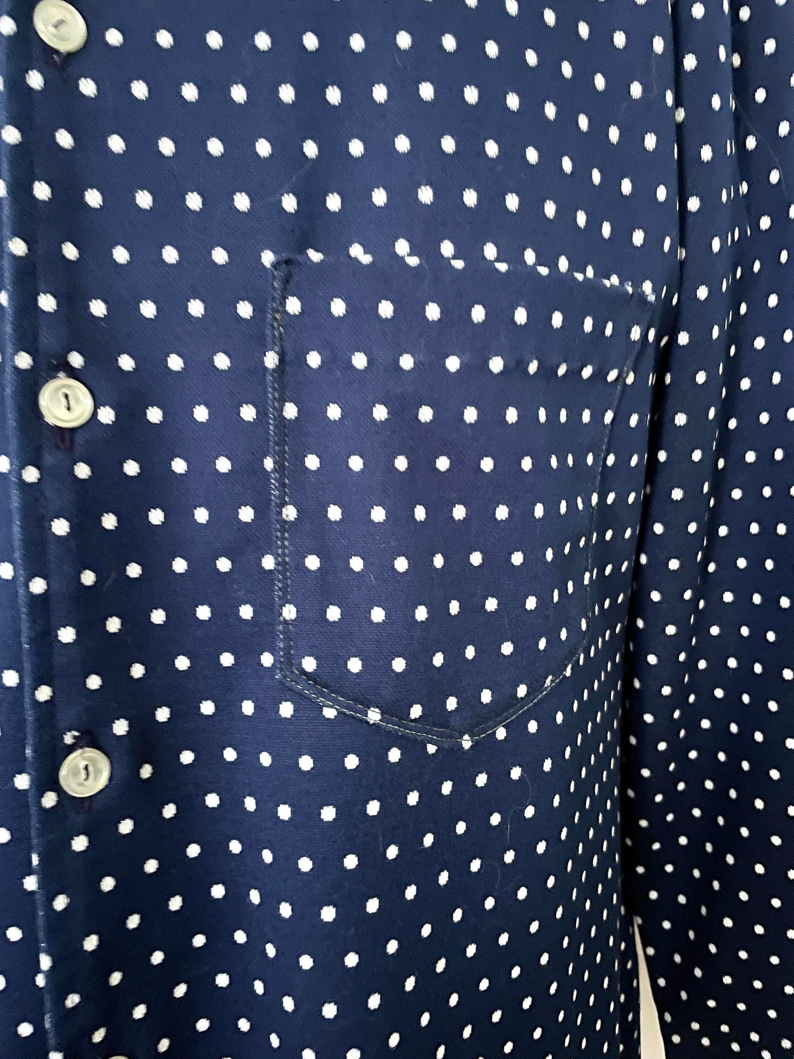 70's Navy Blue, Polka Dot, Disco Shirt (M) - Etsy