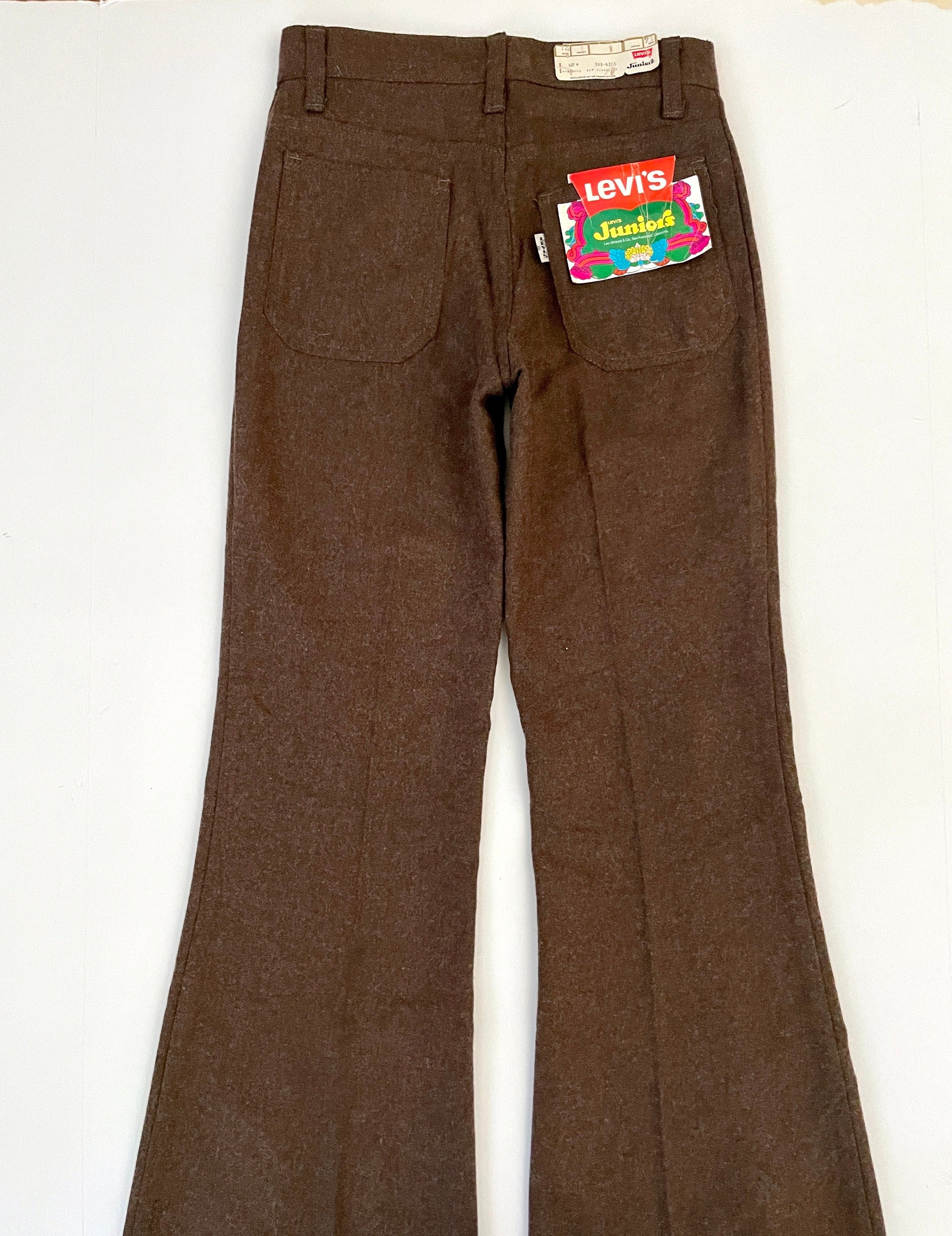 70's Deadstock Big E Levi's, Bell Bottoms, Brown Wool Blend 70's Deadstock Big E Levi's, Bell Bottoms, Brown Wool Blend