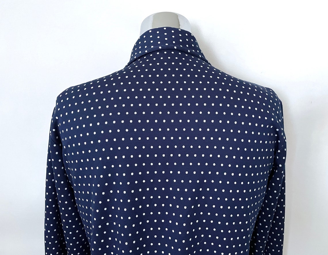 70's Navy Blue, Polka Dot, Disco Shirt (M) - Etsy