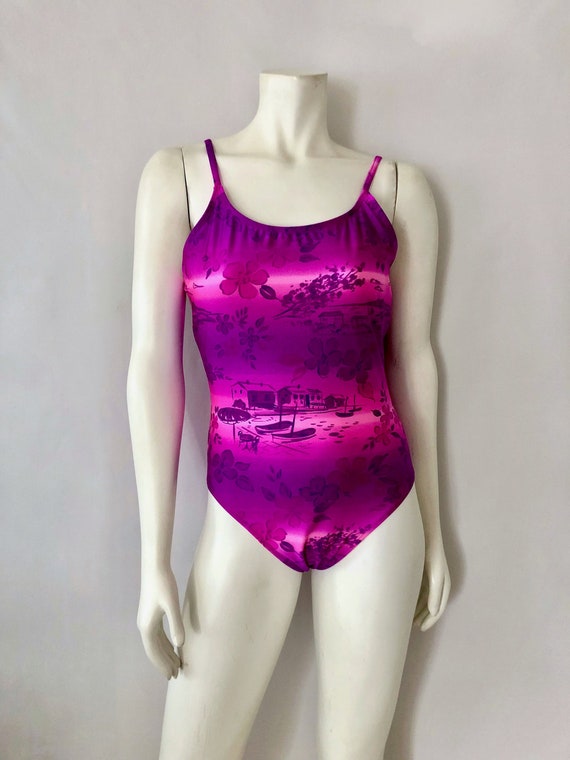 Vintage 80s Purple Pink One Piece Swimsuit By Isl… Gem
