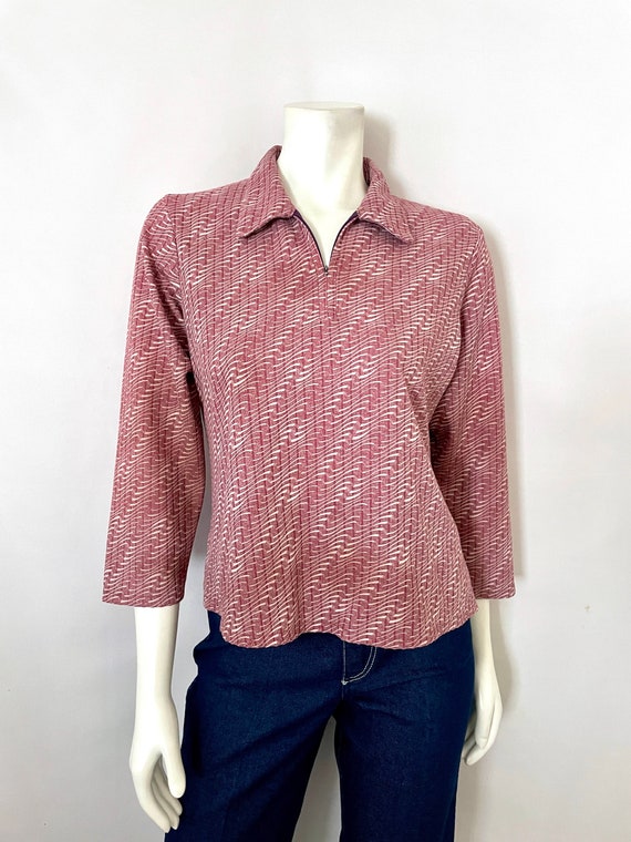 Red White Mod Blouse - 60s Retro 3/4 Length Sleeve Sh… - Gem