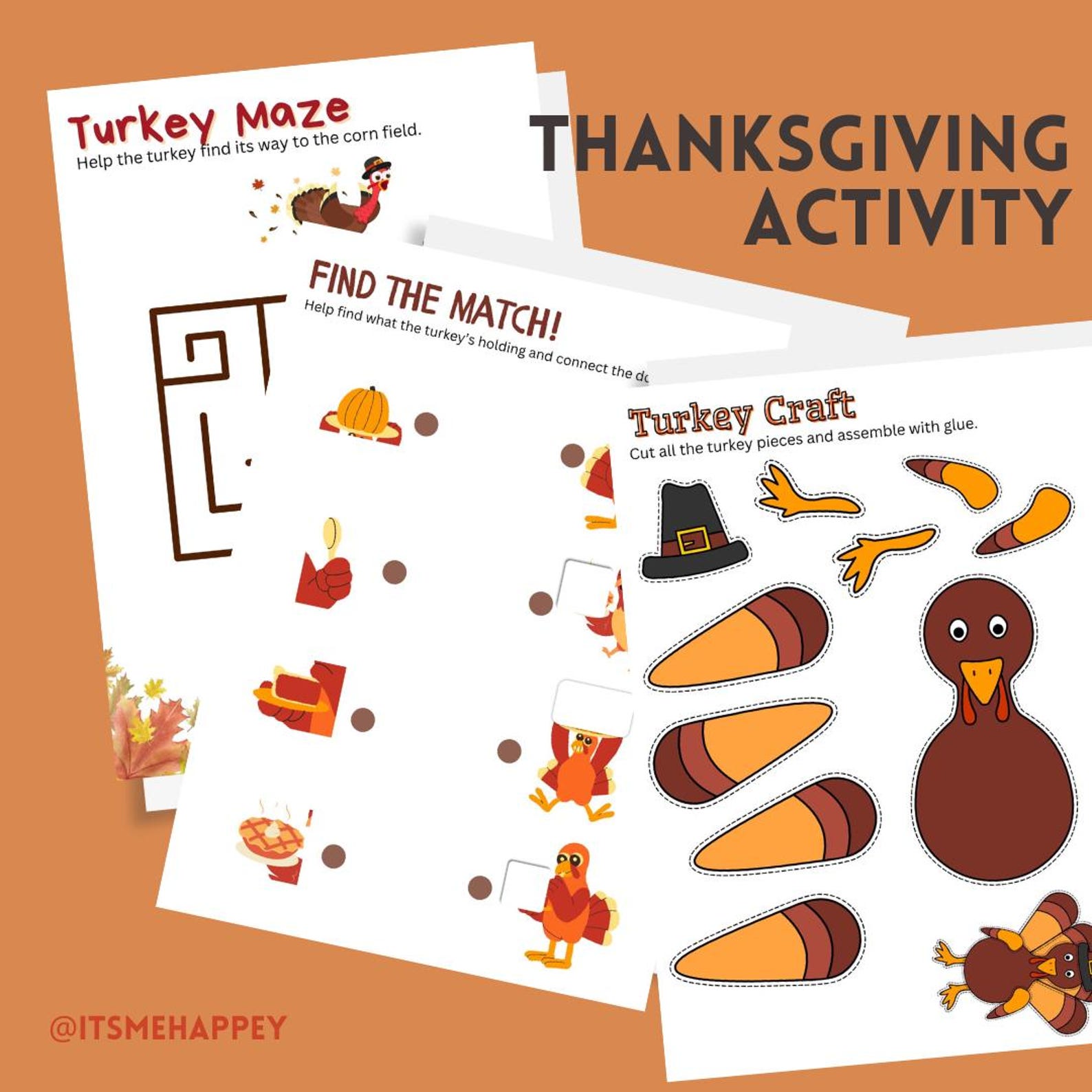 Thanksgiving Activities for Kids, TK and Kindergarten Printable PDF - Etsy