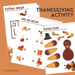 Thanksgiving Activities for Kids, TK and Kindergarten Printable PDF - Etsy