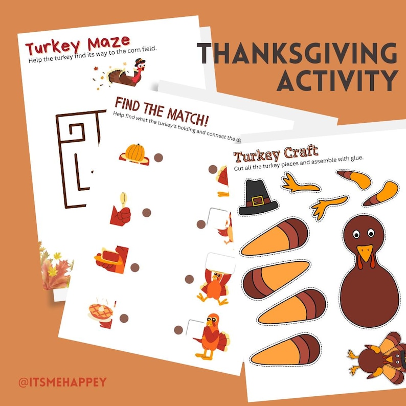 Thanksgiving Activities for Kids, TK and Kindergarten Printable PDF - Etsy